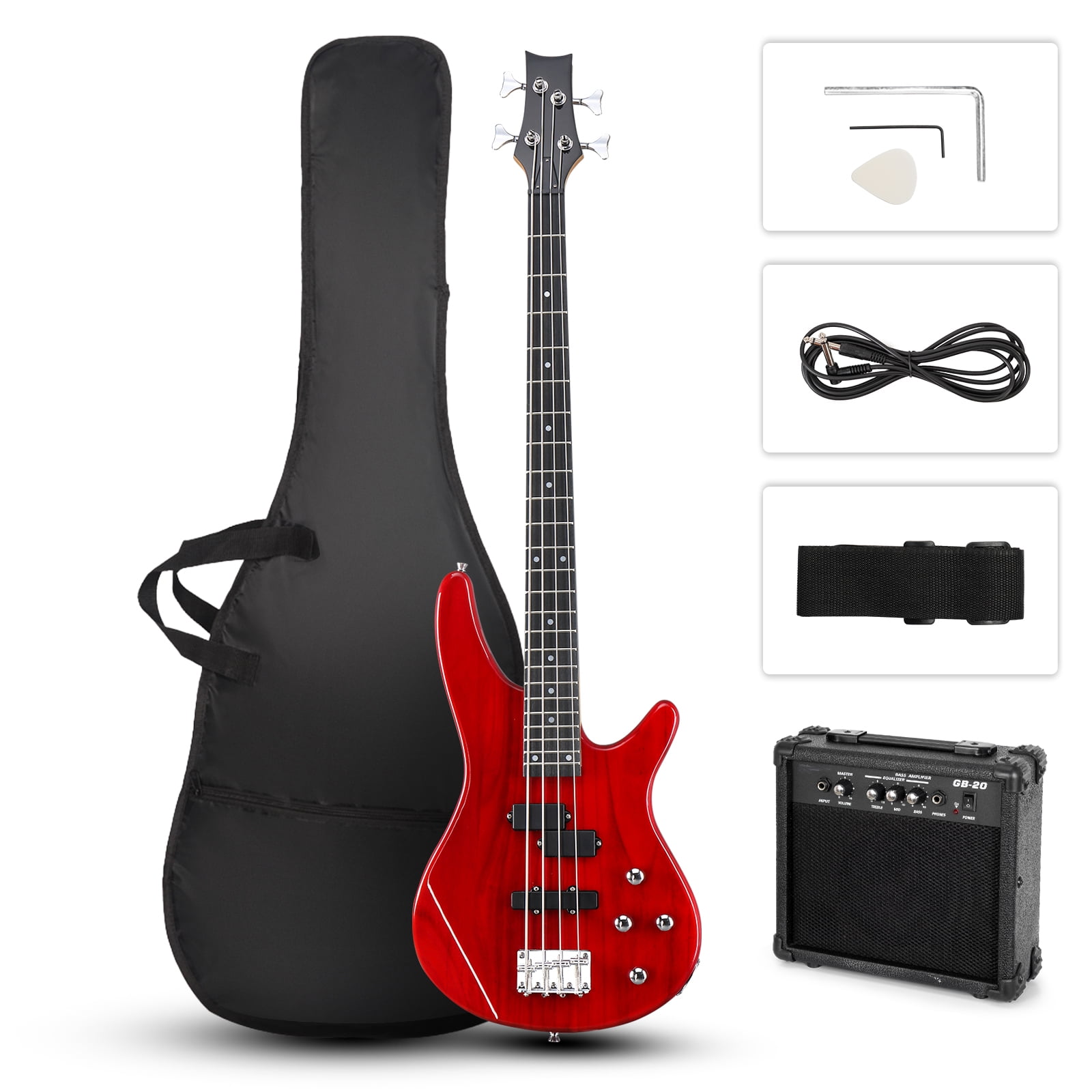 Ktaxon 4 String Electric Bass Guitar 44in Full Size Bass Kit with ...