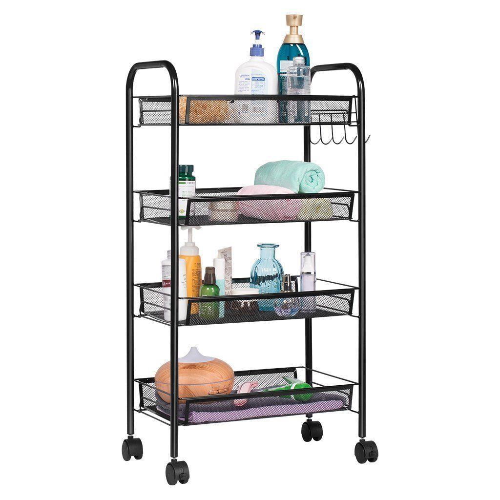 Ktaxon Heavy Duty 4-Tier Metal Organizer, Utility Rolling Storage Rack ...