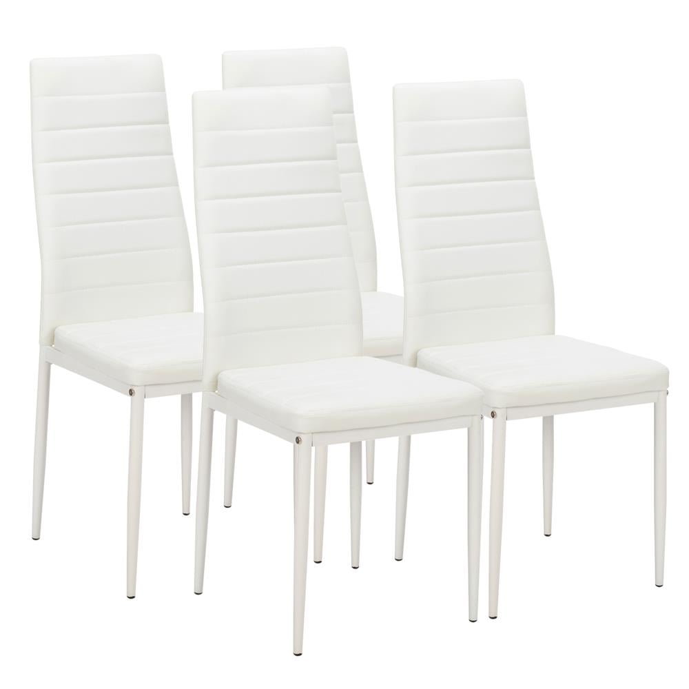 Ktaxon 4-pc Elegant White Dining Chairs with Metal Frames, PU and Iron ...
