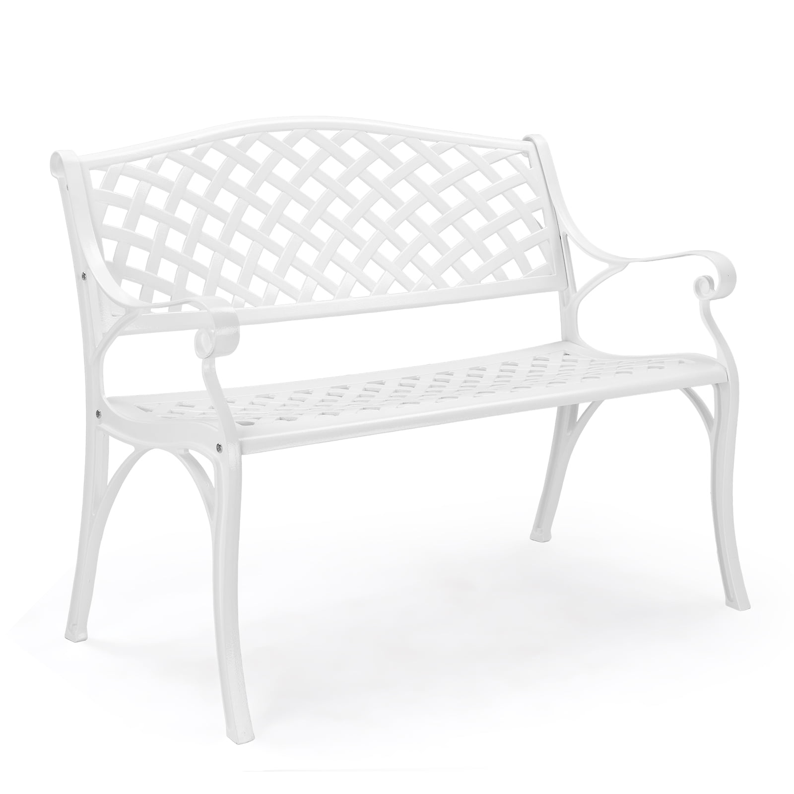Ktaxon 40.5'' Outdoor Cast Aluminum Bench With Mesh Backrest Seat ...