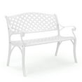 Ktaxon 40.5'' Outdoor Cast Aluminum Bench With Mesh Backrest Seat ...