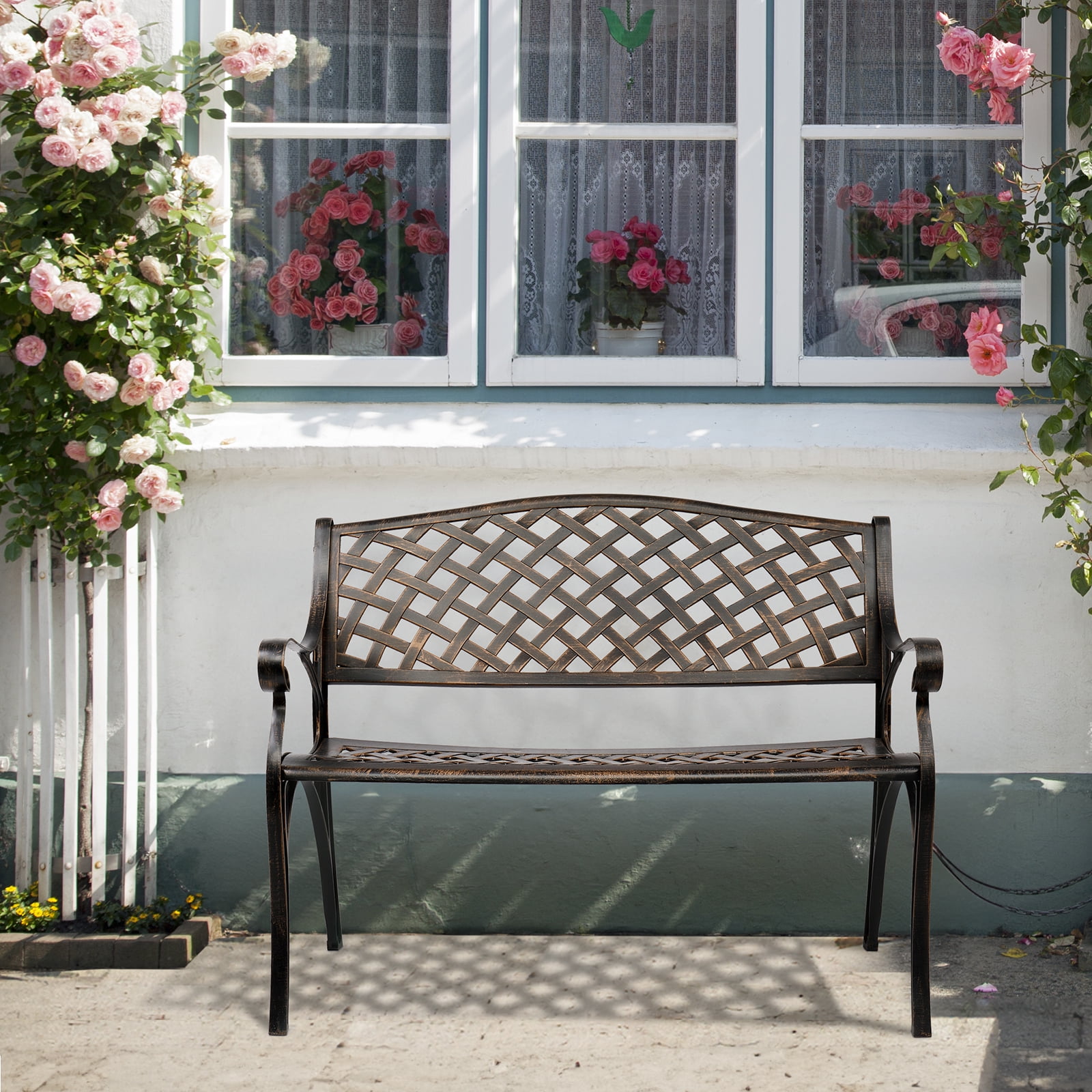 "Ktaxon 40.5"" Outdoor Metal Yard Bench for Porch & Park, Aluminum ...