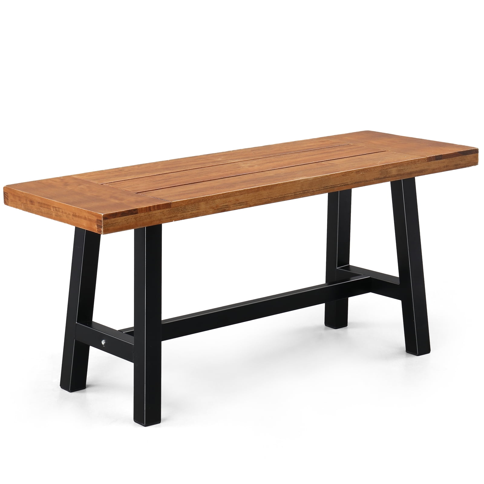 Ktaxon 40in Wood Outdoor Bench, 1-Person Garden Bench with Metal Legs ...