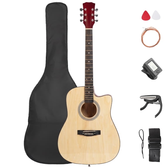 Ktaxon 41 Inch Cutaway Acoustic Guitar for Beginners, Full Basswood ...