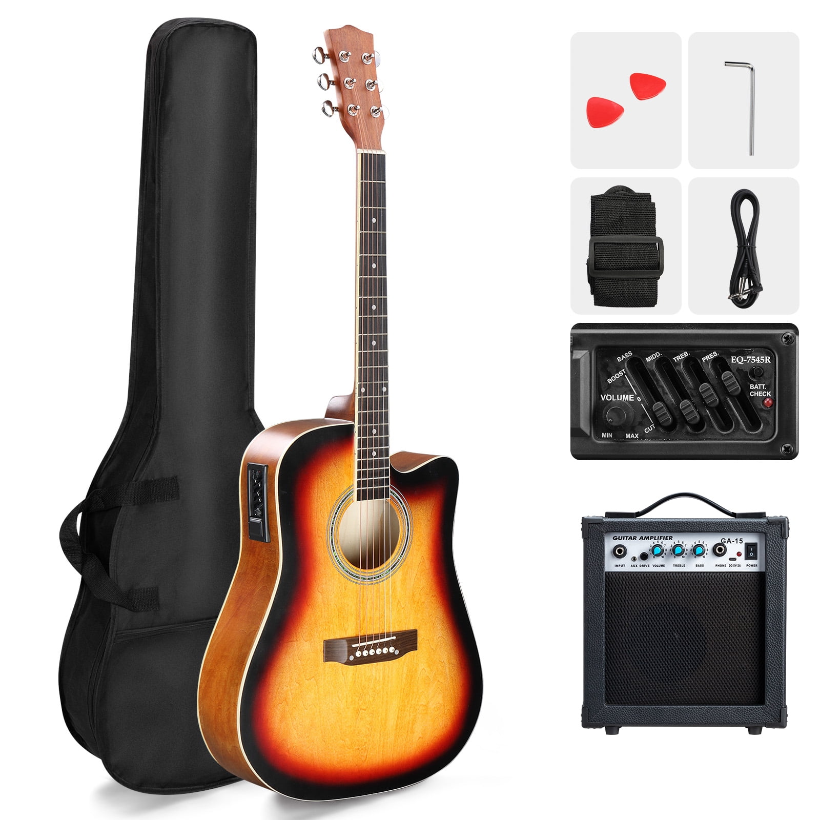 Ktaxon 41-Inch Full-Size Acoustic Electric Guitar with 10W Amp Bag ...