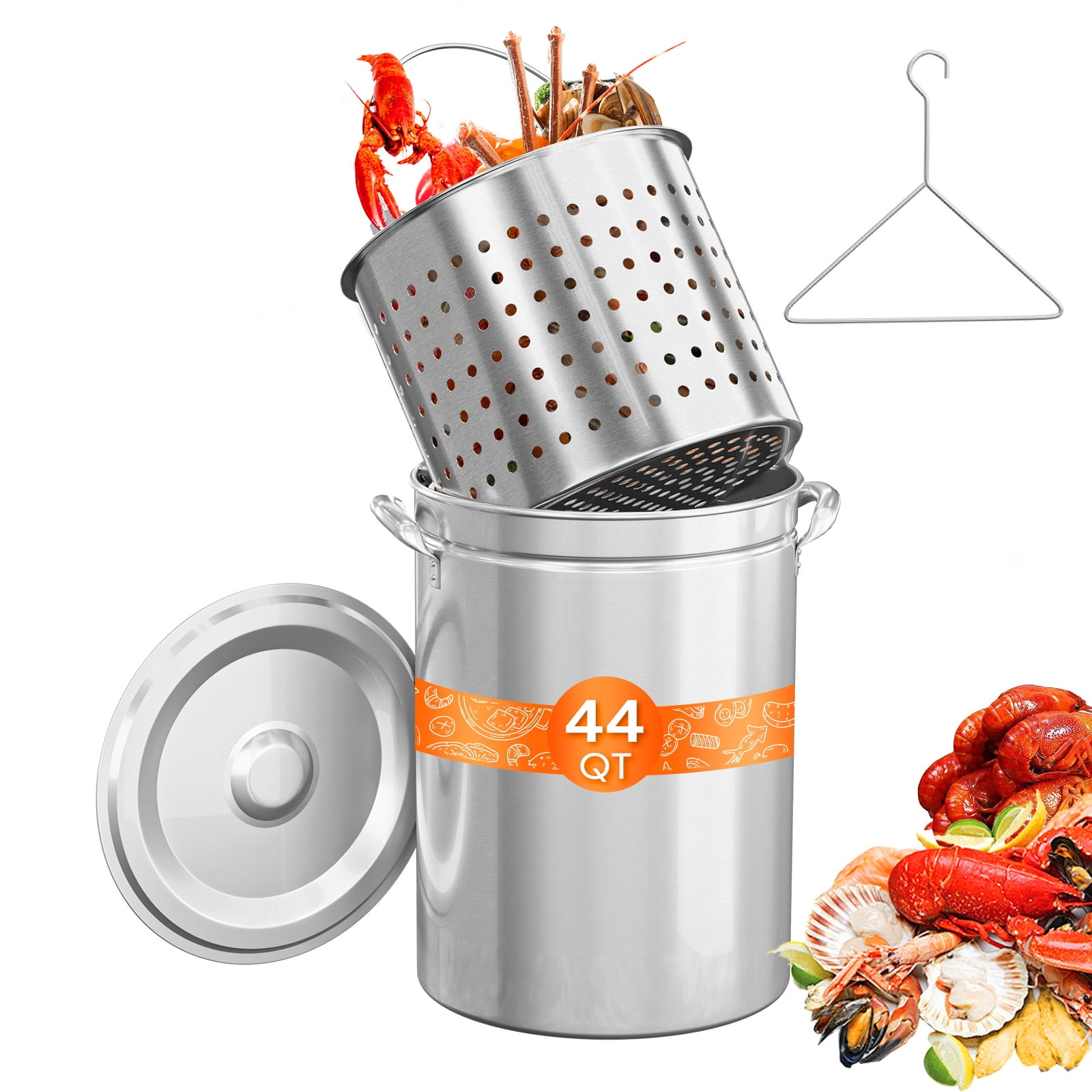 Ktaxon 44QT Pot Deep Turkey Pot Stainless Steel Fryer Boiling Pot ...