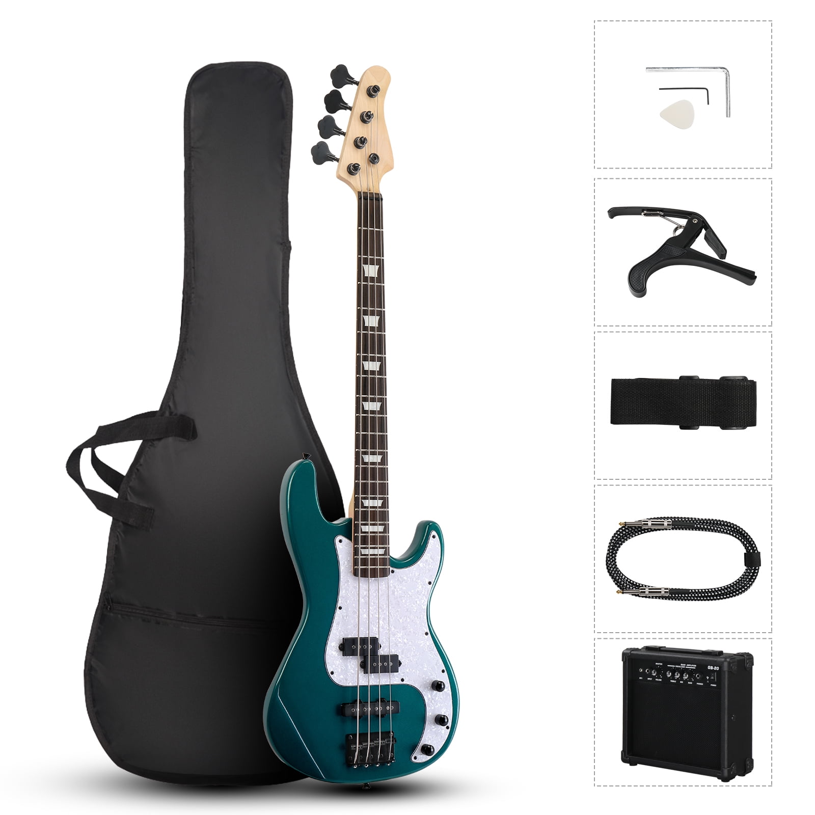 Ktaxon 46in Full-Size Electric Bass Guitar Kit with 20W Amp, Bag for ...