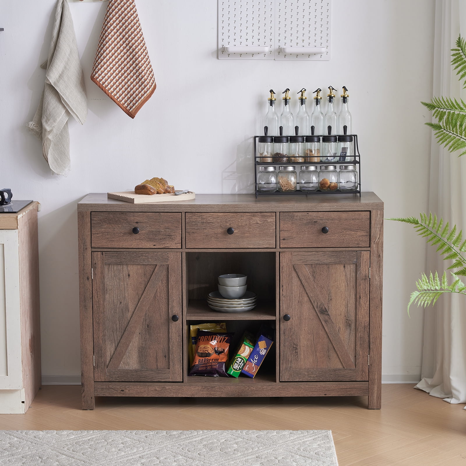 "Ktaxon 47"" Sideboard Pantry Cabinet, Dining Living Room Storage, Gray ...