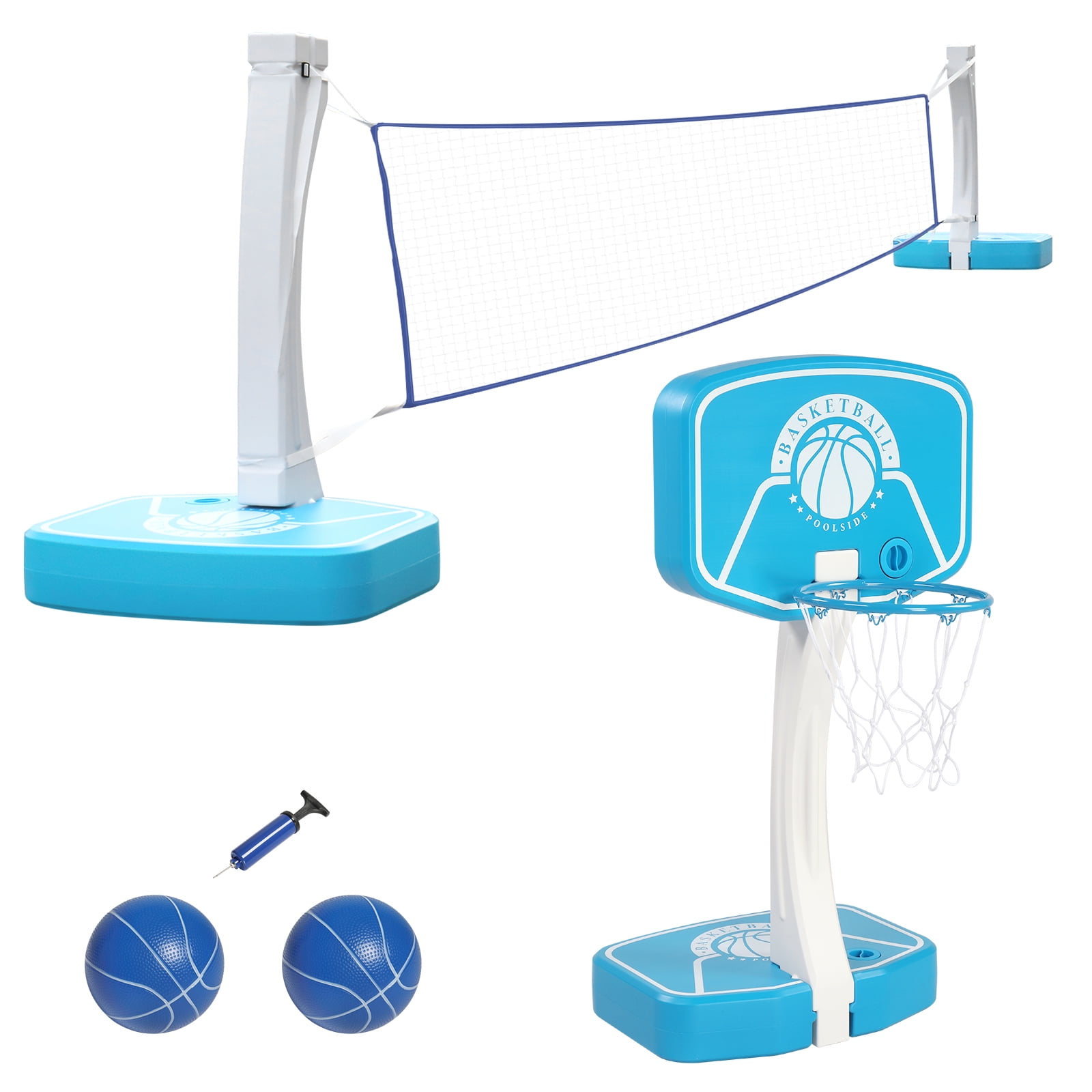 Ktaxon 2 in 1 Portable Pool Basketball Hoop & Volleyball Net, Water ...