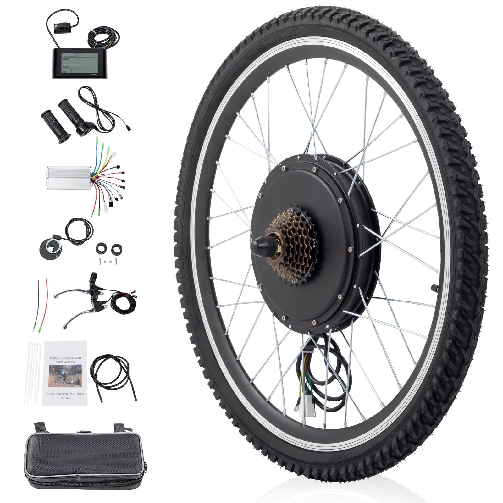 Ktaxon 48V 1500W Electric Bicycle Motor Kit, 26" Rear Wheel E-Bike ...
