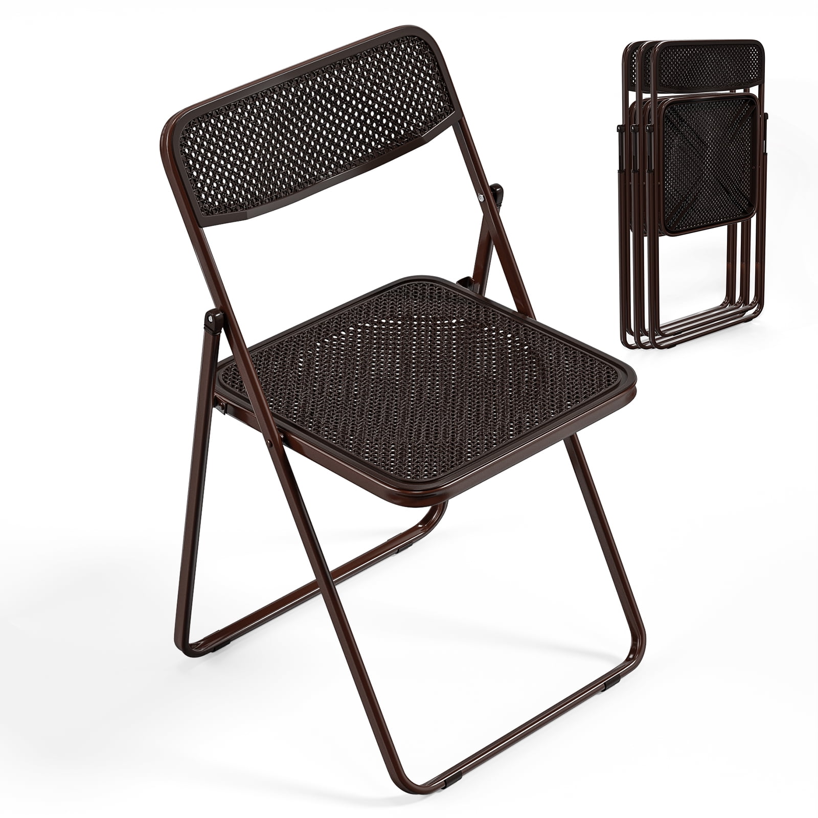 Ktaxon 4Pcs Folding Chair, Protable Metal Frame Chair with Woven ...