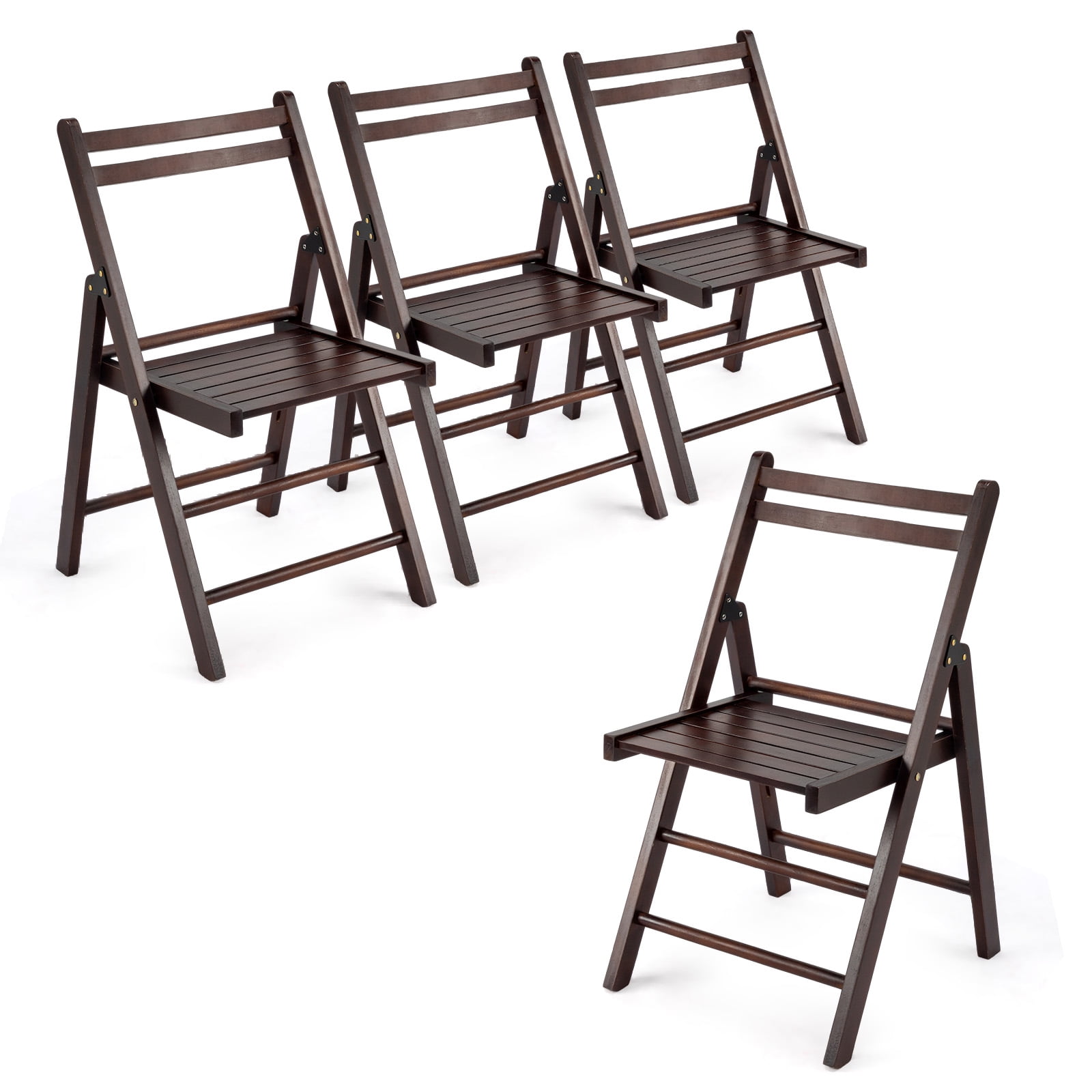 Ktaxon 4Pcs Wood Folding Chairs, Outdoor Portable Lightweight Chairs ...