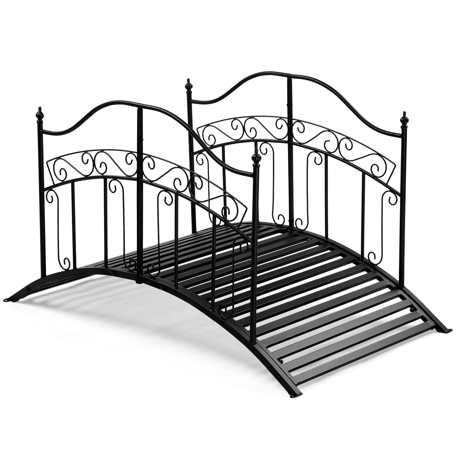 Ktaxon 4ft Wrought Iron Arched Bridge Handrail with Square Top for ...