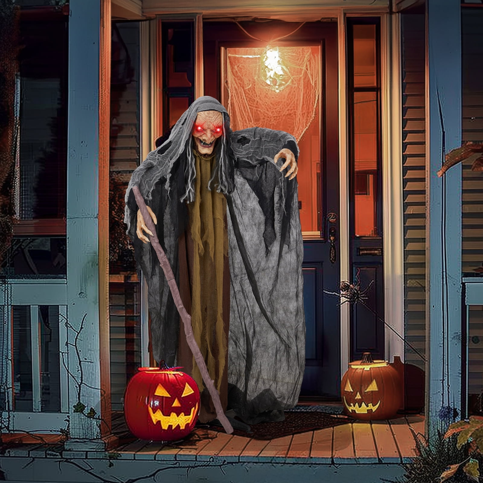 Ktaxon 5.3ft Witch Animated Animatronic Decoration Creepy Halloween ...