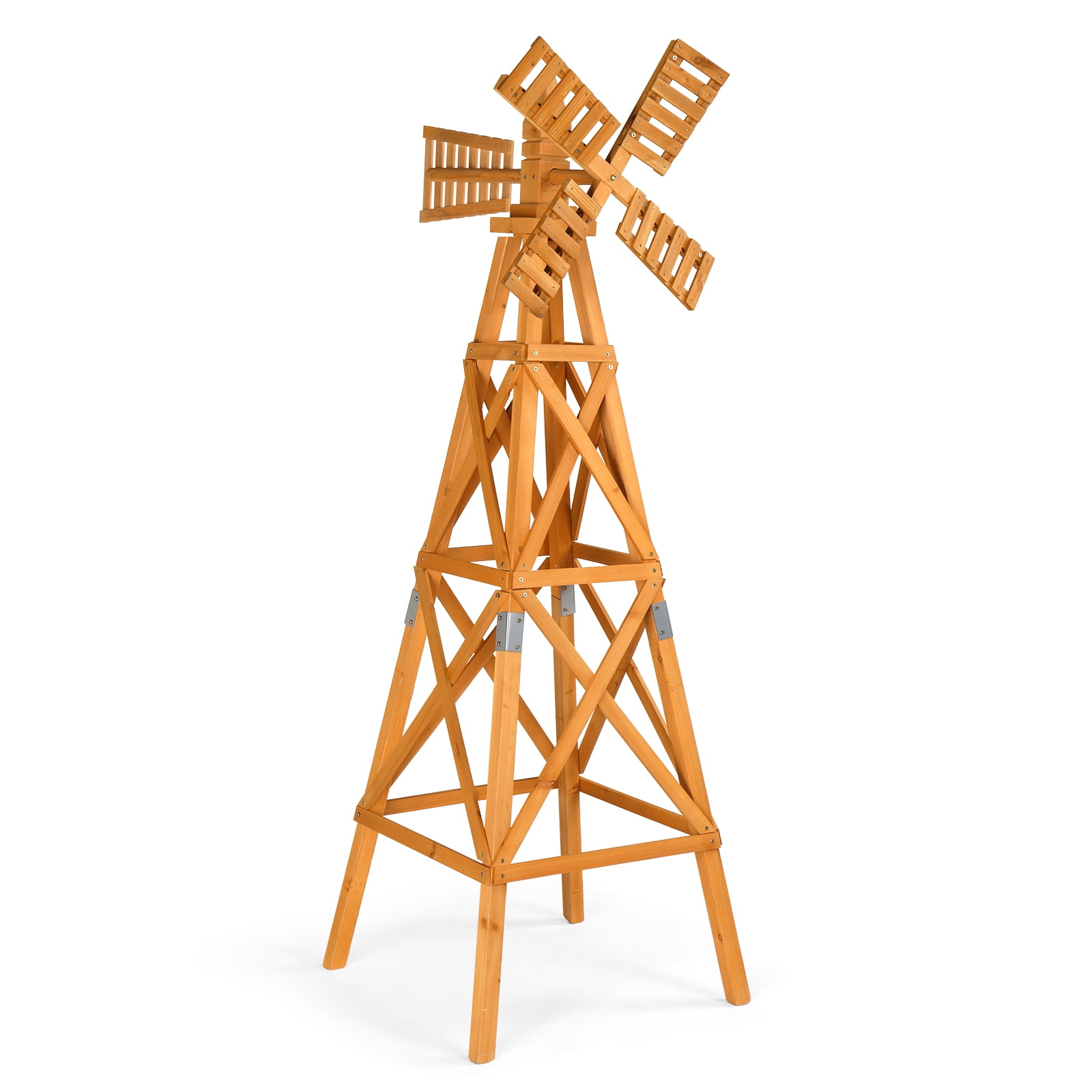 Ktaxon 5.95ft Tall Wooden Windmill Cross Stitch Design 2-Tier Large ...