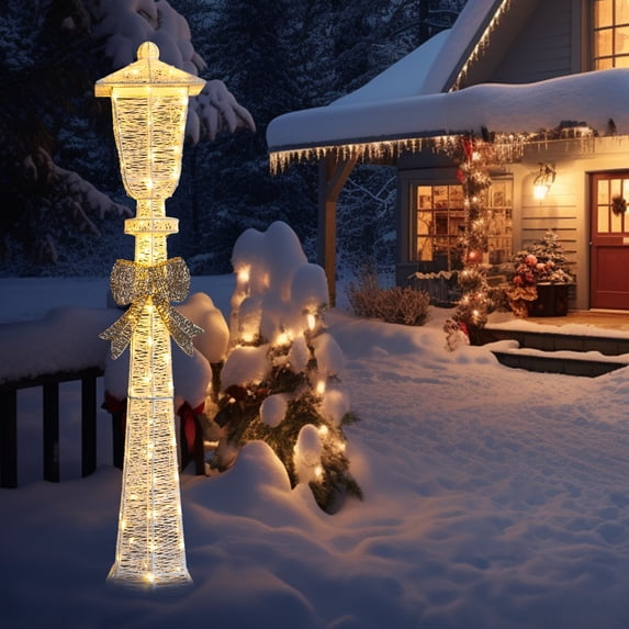 Ktaxon 5 FT Lighted Christmas Lamp Post, Outdoor Glittered Street Lamp ...