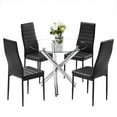 Ktaxon 5-Piece Round High Dining Table Set, Modern Glass Kitchen Table ...