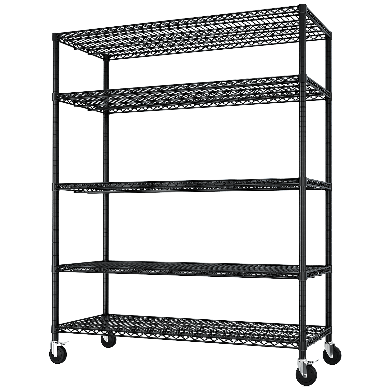 Ktaxon 5 Tier Wire Shelving with Wheels, 55"W x 23.6"D x 75.6"H ...
