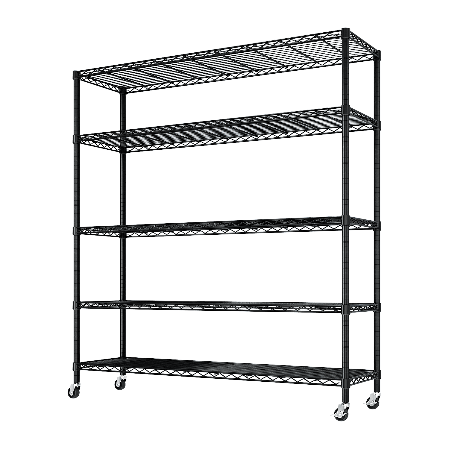 Ktaxon 5 Tier Wire Shelving with Wheels, 59"W x 18"D x 74"H ...