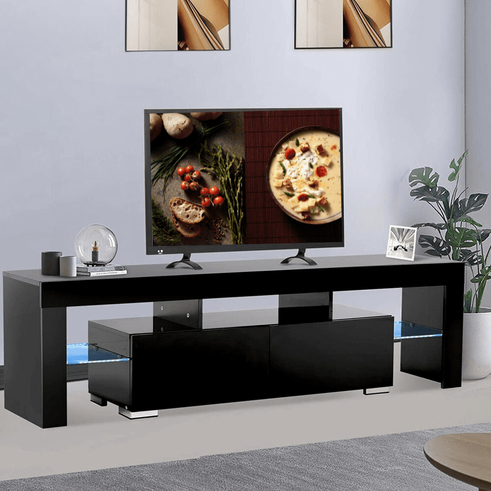 Ktaxon 50'' TV Stand LED Shelves with 1 Drawer Console Cabinet for ...
