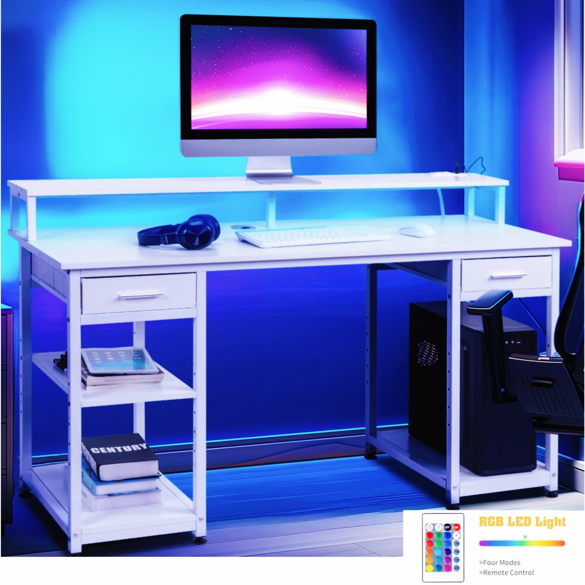 Ktaxon Pro Gamer's Desk 55.12'', 2 Power Outlets, USB Station ...