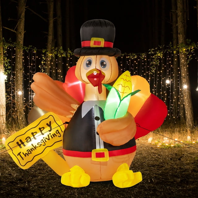 Ktaxon 5Ft Outdoor Autumn Inflatable Turkey Decoration, Happy Harvest ...