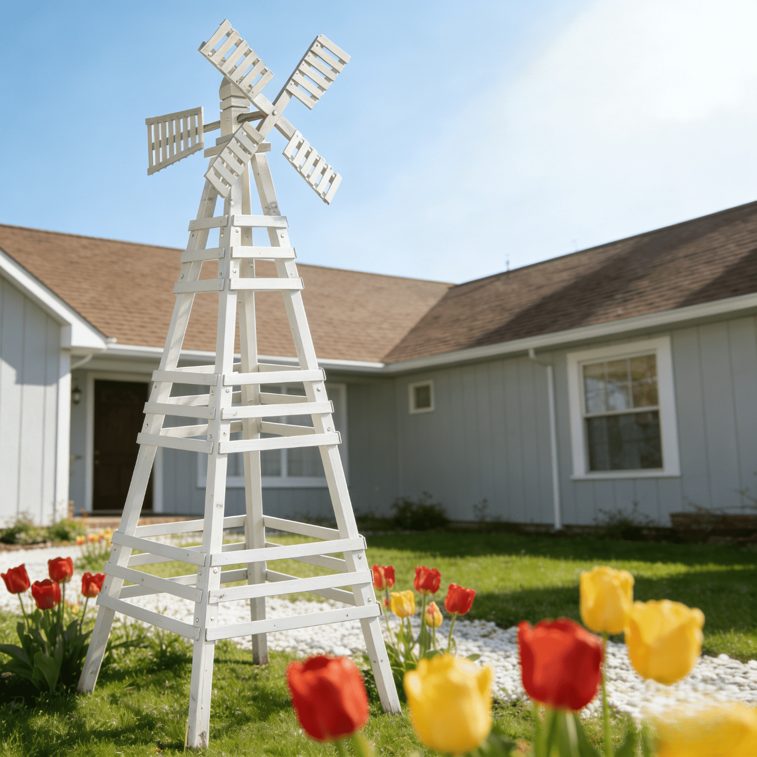 Ktaxon 6.6FT Wood Windmill Backyard Garden Decoration Weathervane ...