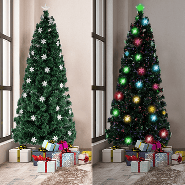 Costway 3Ft Pre-Lit Fiber Optic PVC Christmas Tree Tabletop Plastic ...