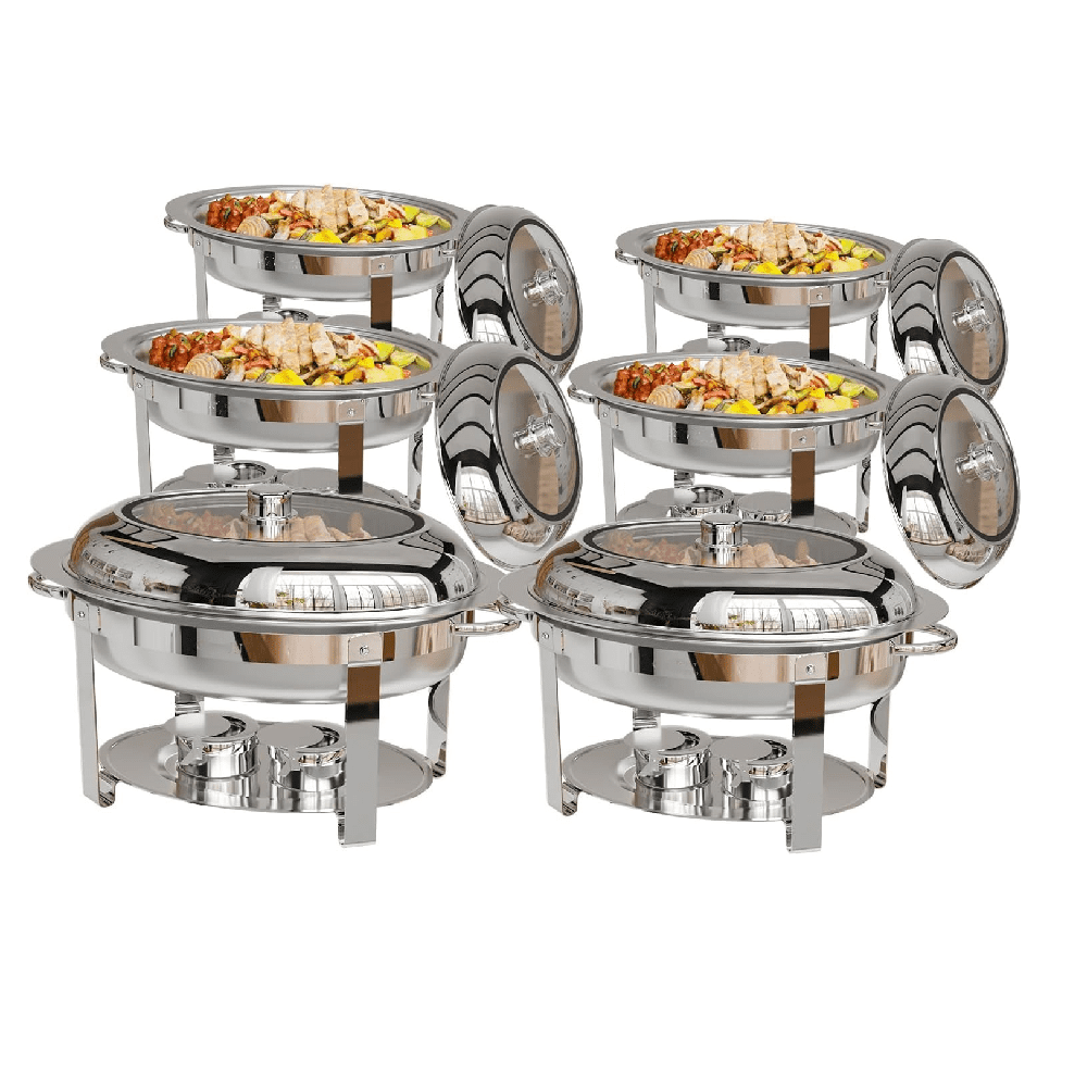 Ktaxon 6 Pack Oval Chafing Dish for Buffet, 6 Quart Stainless Steel ...