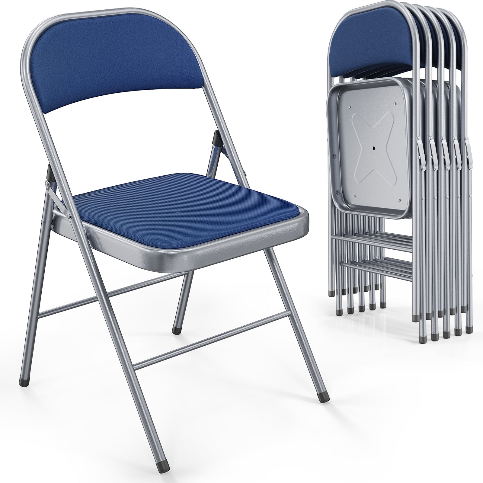 Ktaxon 6 Pack Folding Chairs Foldable Event Chairs with Metal Frame and ...