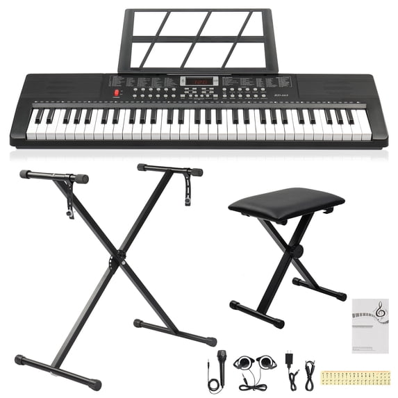 Ktaxon 61 Keys Keyboard Piano with Lighted Keys, X-Stand, Piano Bench ...