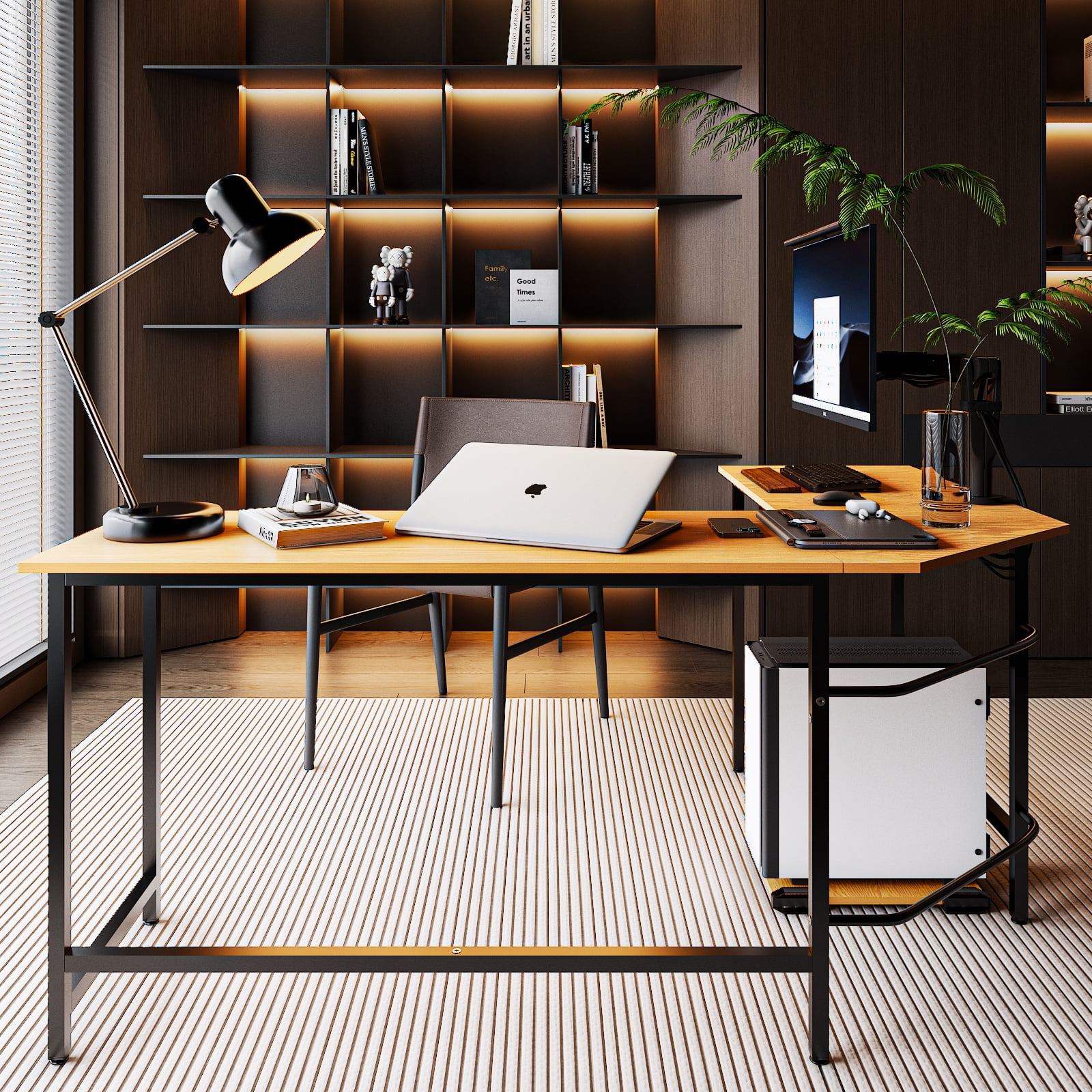 Ktaxon 66" Wood L-Shaped Computer Desk Corner Gaming Latop PC Table ...