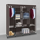 "Ktaxon 67"" Portable Wardrobe Closet, Dark Brown, 12-Shelf Clothes ...