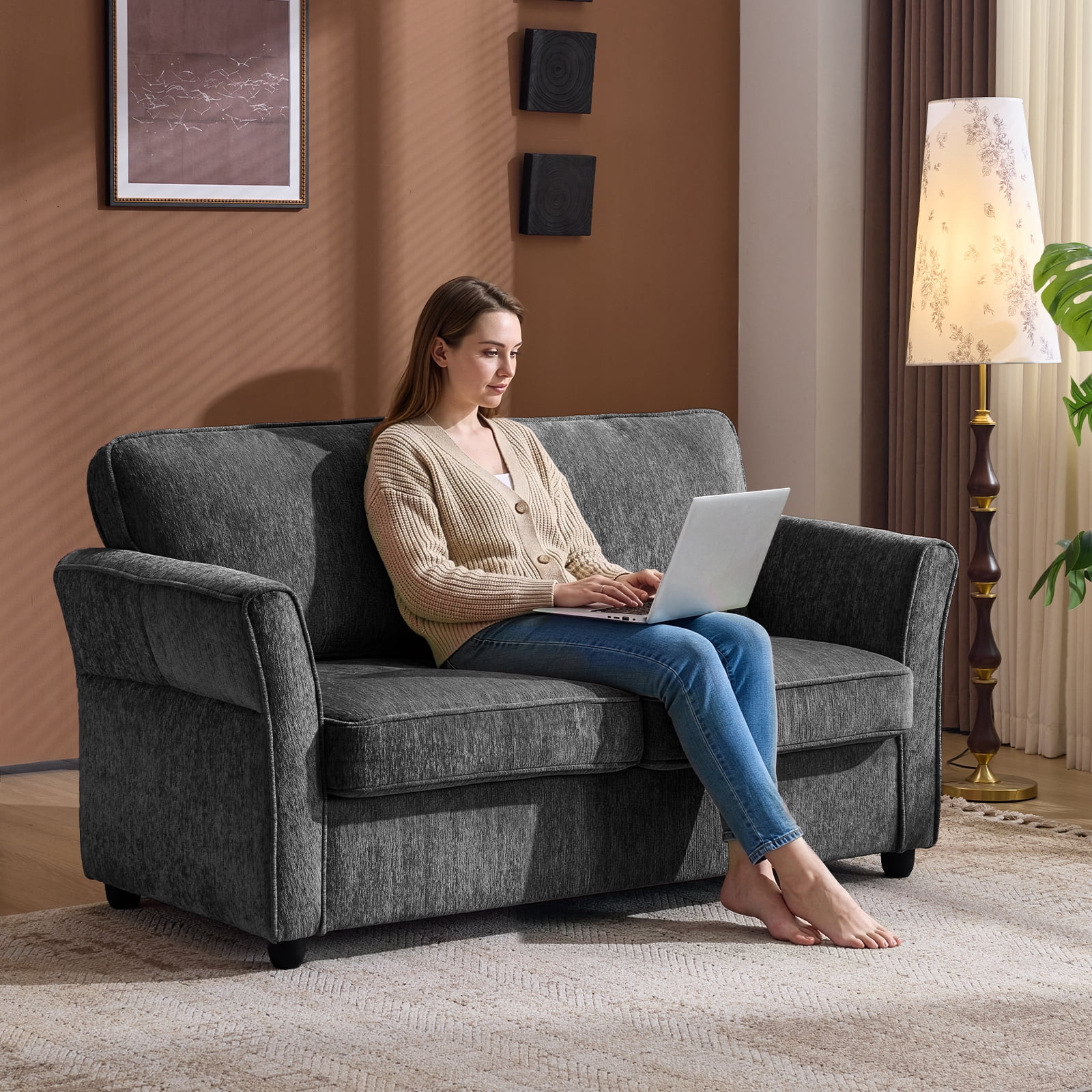 Ktaxon 68" Loveseat Sofa, 2-Seater Chenille Fabric Couch, Compact Sofa ...