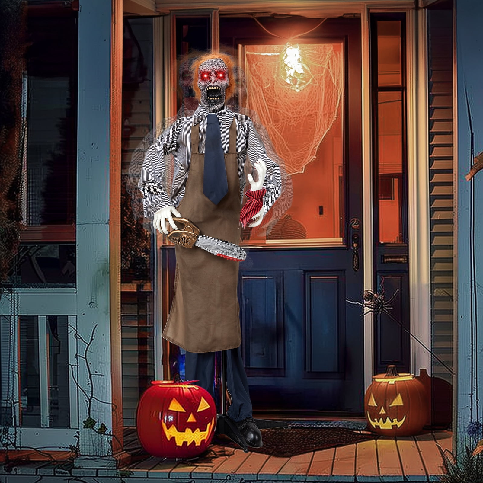 Ktaxon 6ft Chainsaw Killer Animated Halloween Decoration Creepy ...