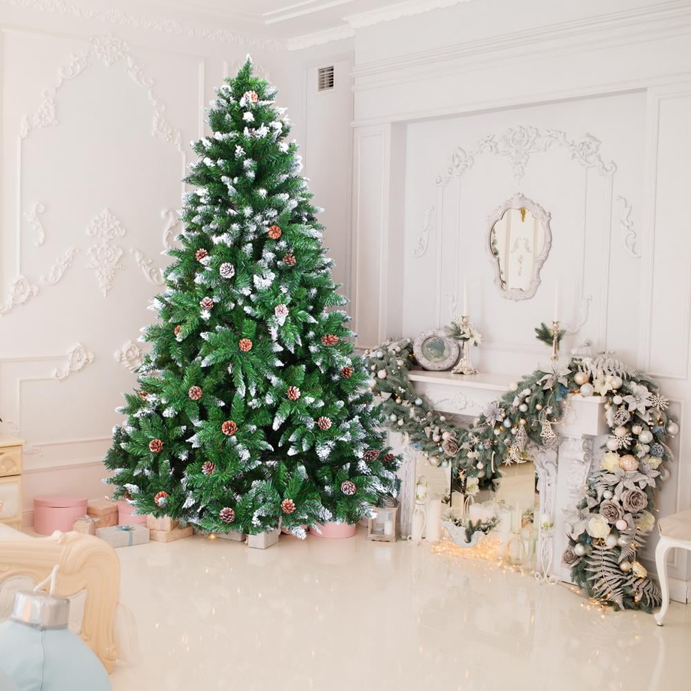 Ktaxon 6FT XMAS Thick Full Artificial Christmas Tree, Flocked Snow ...