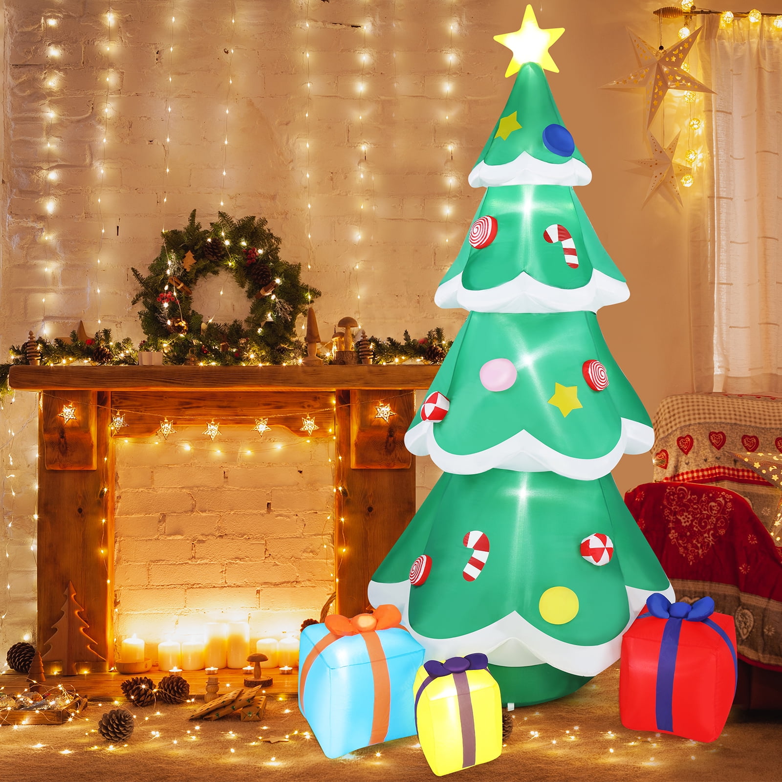 Ktaxon 7.7ft Inflatable Christmas Tree Decoration with 3 Gift Boxes ...