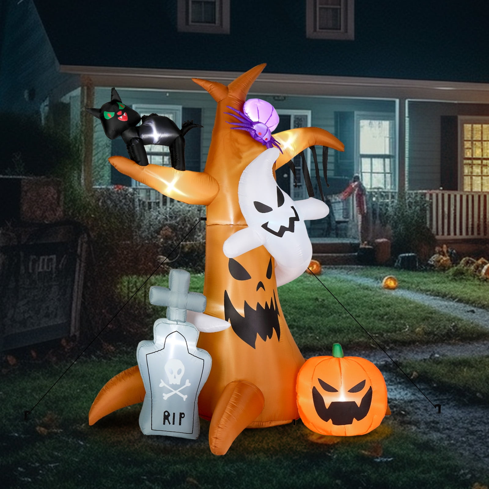 Ktaxon 8FT Halloween Yard Inflatables, Ghost & Pumpkin, Outdoor Decor ...