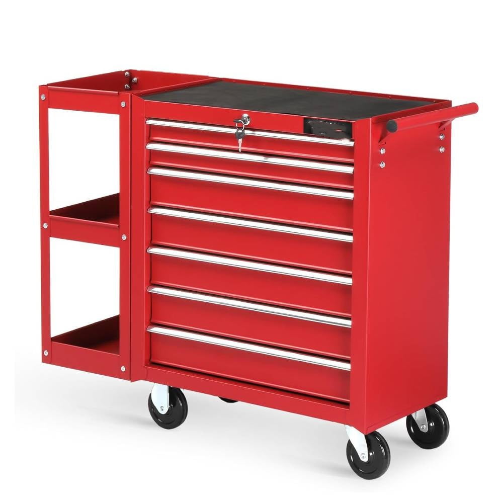 Ktaxon 7-Drawer Rolling Tool Chest with Side Shelves, Tool Storage Side ...