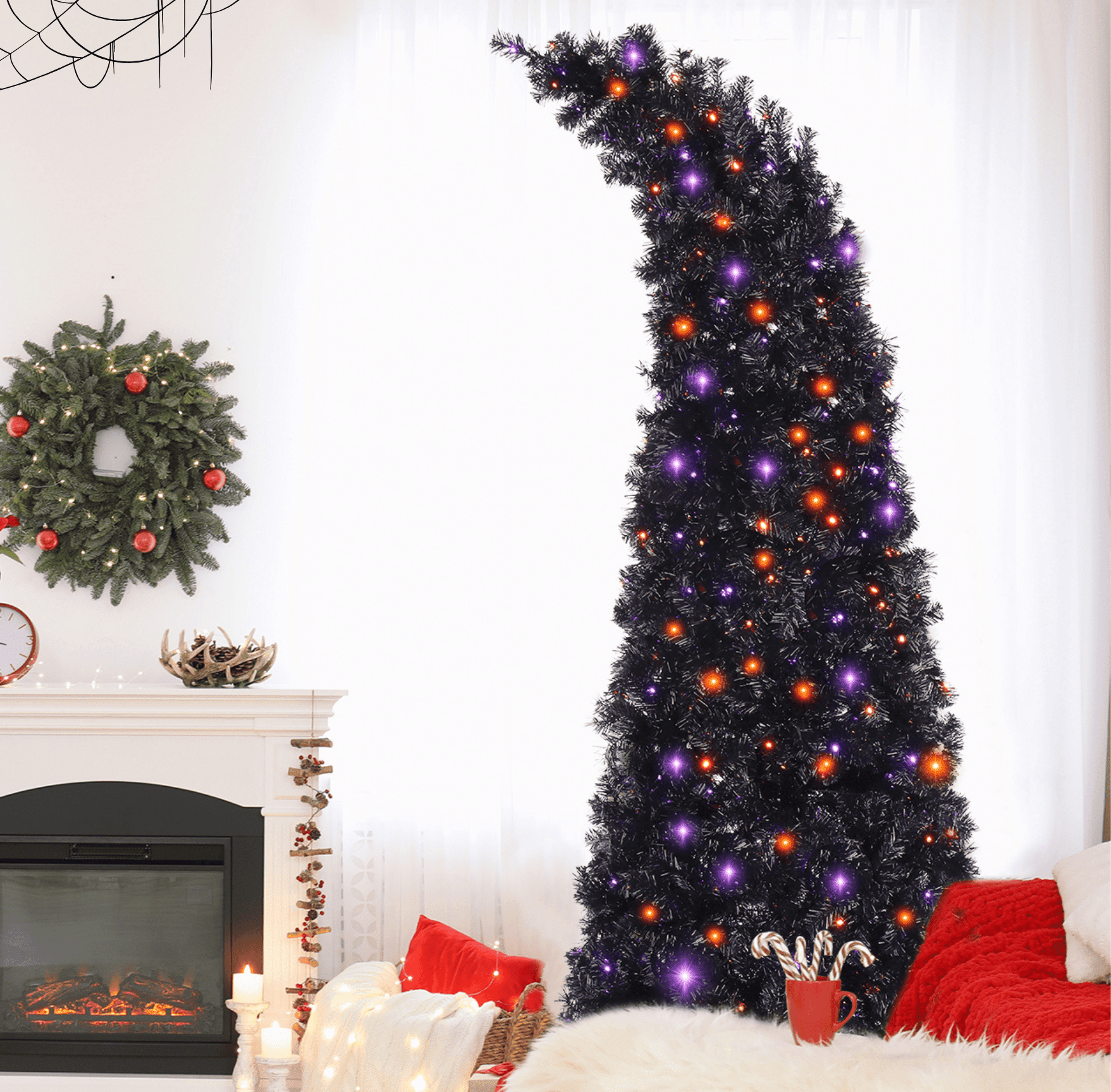 Ktaxon 7 FT Pencil Christmas Tree Wizard Hat Pre-Lit with 400 Lights 10 ...