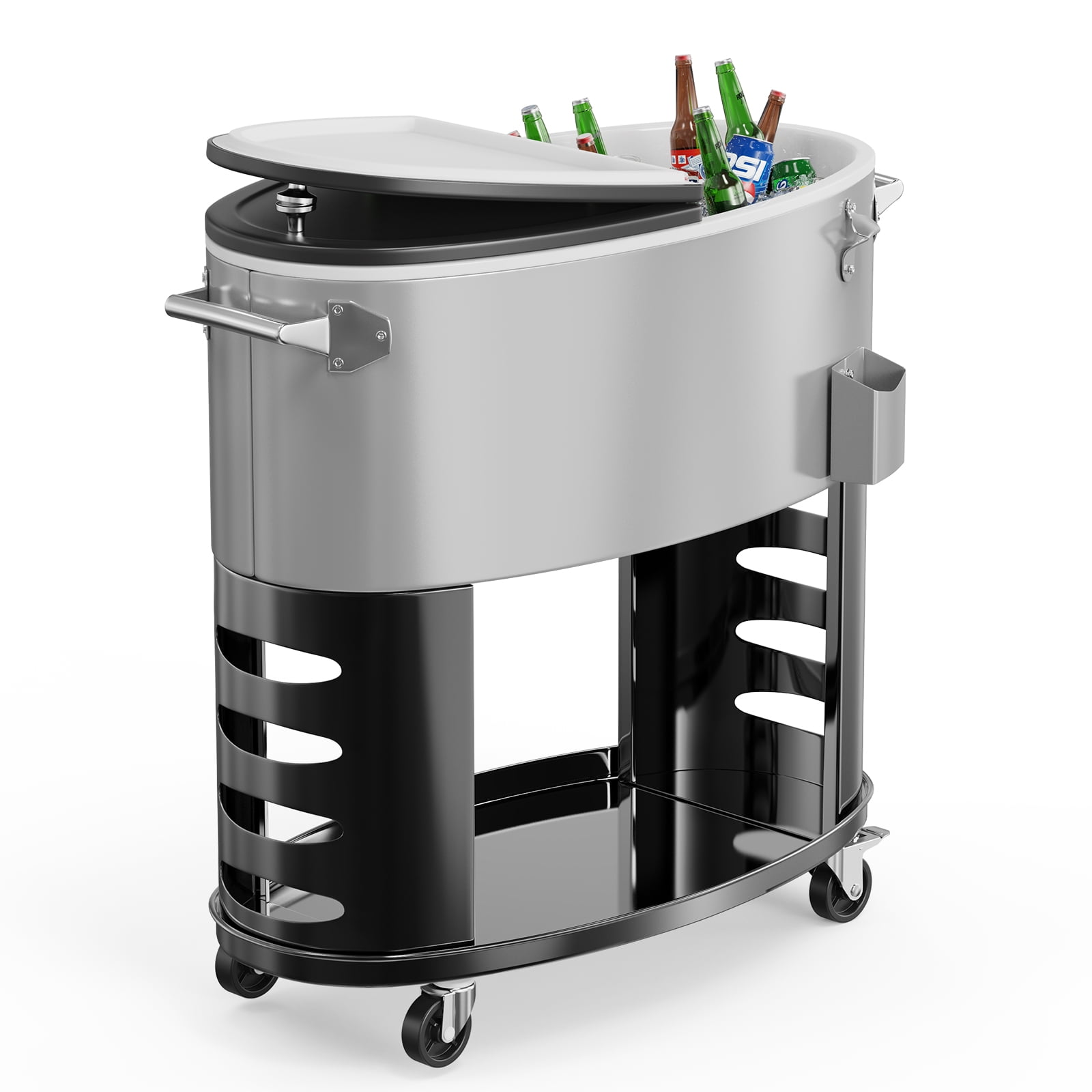 Ktaxon 70QT Ice Coller Cart, Patio Ice Chest on Wheels with Bottle ...