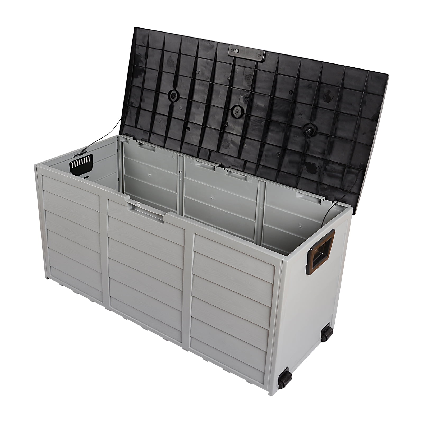 Ktaxon 75-Gallon Collapsible Deck Box with Wheels, Black Resin Outdoor ...