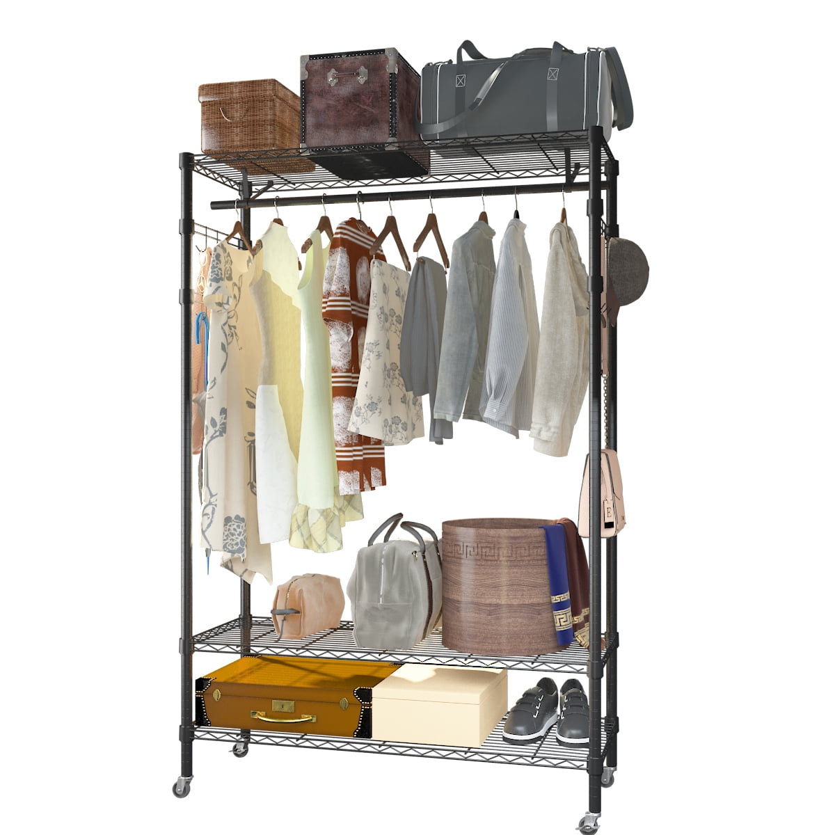 Ktaxon 75" Heavy Duty Rolling Garment Rack with Hanging Rod, Portable ...