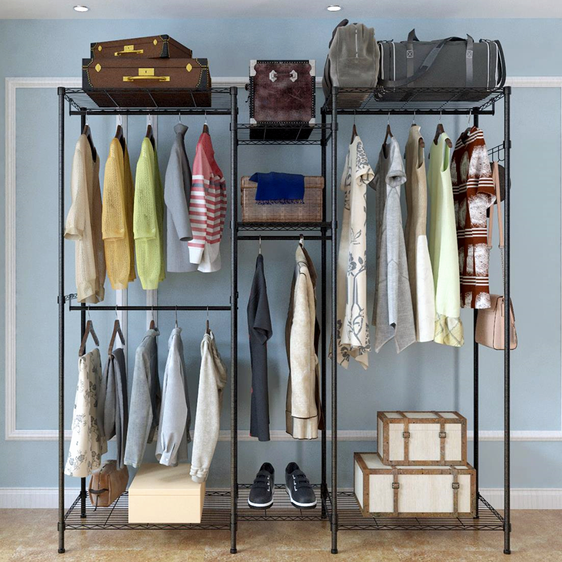 Ktaxon 67" Clothes Closet Portable Wardrobe Clothes Storage Rack 12 ...