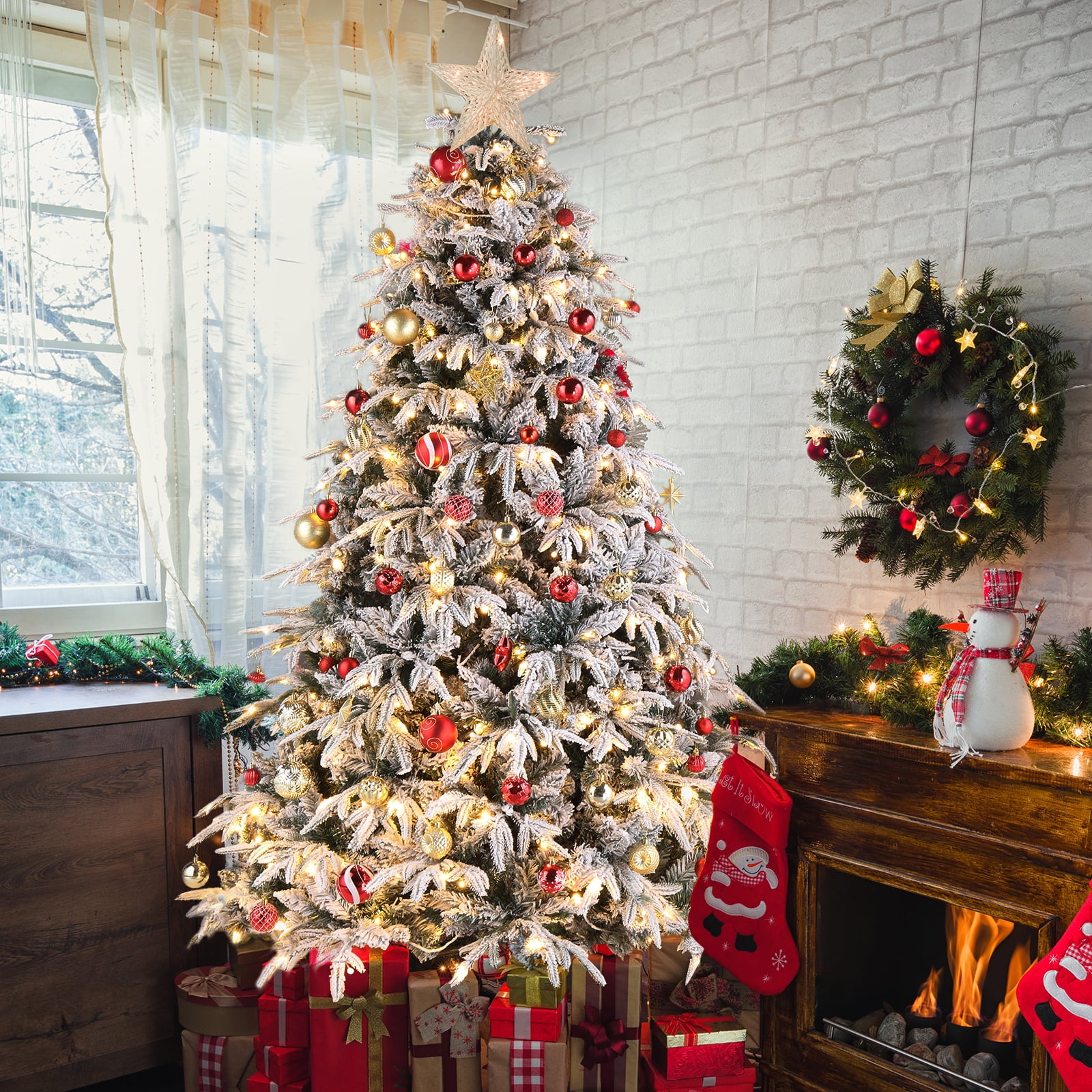 Ktaxon 7ft Pre-lit Artificial Christmas Tree with Remote, 450 LED ...