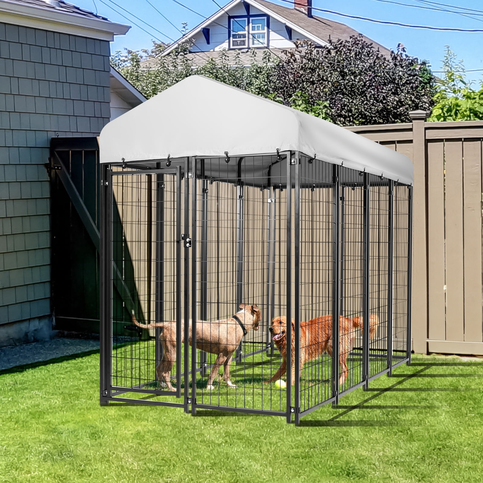Ktaxon 8×4×6FT Dog Kennel with Waterproof Roof Cover,Outside Covered ...