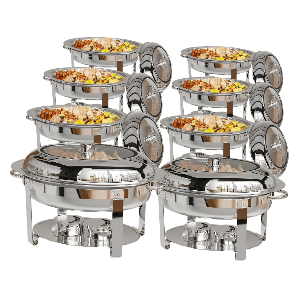 Ktaxon 8 Pack Oval Chafing Dish for Buffet, 6 Quart Stainless Steel ...