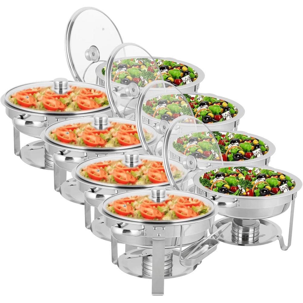 Ktaxon 8 Pack Chafing Dish for Buffet with Glass Lid & Lid Holder, 5 ...