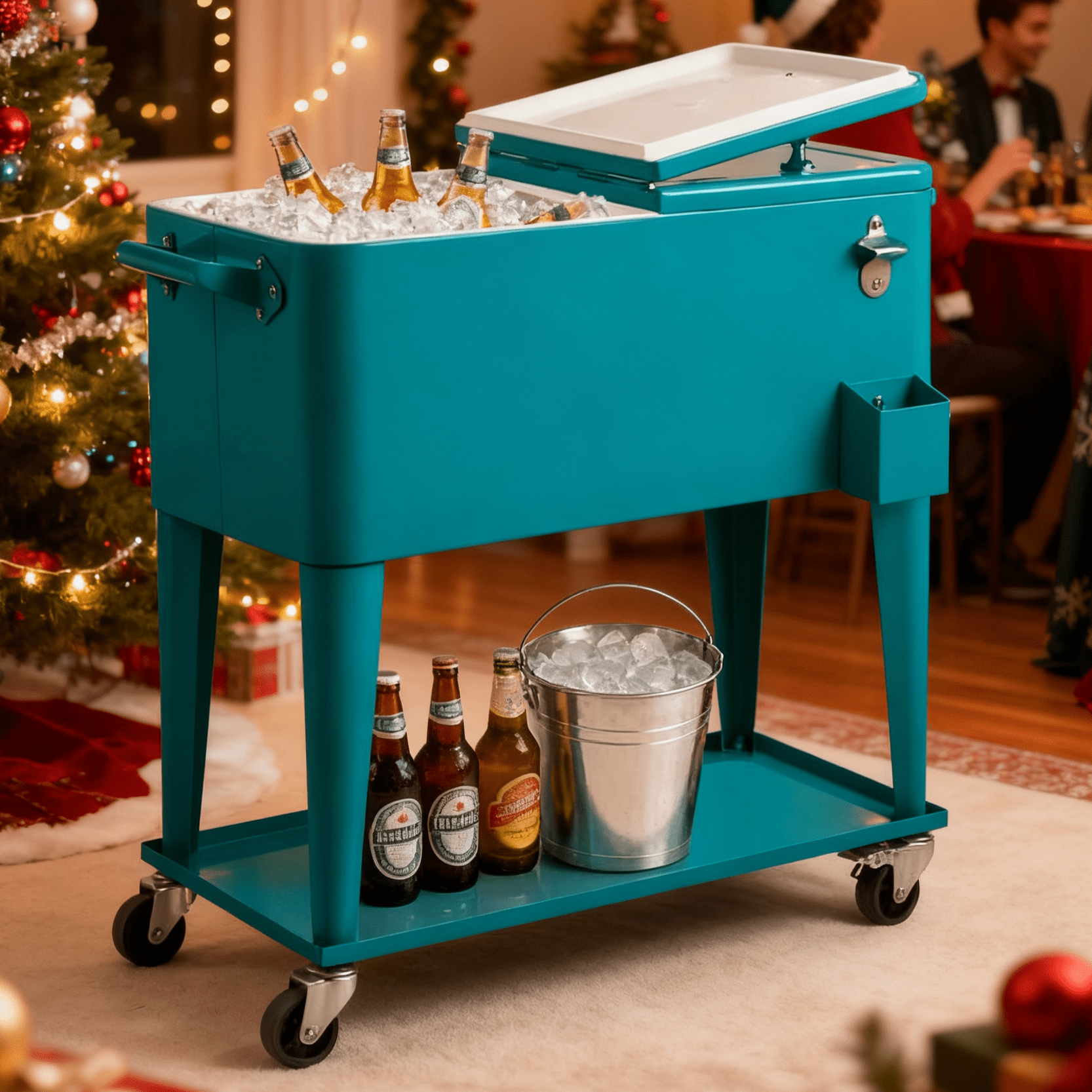 Ktaxon 80 Qt Rolling Ice Chest Cooler Cart Outdoor Trolley with Storage ...