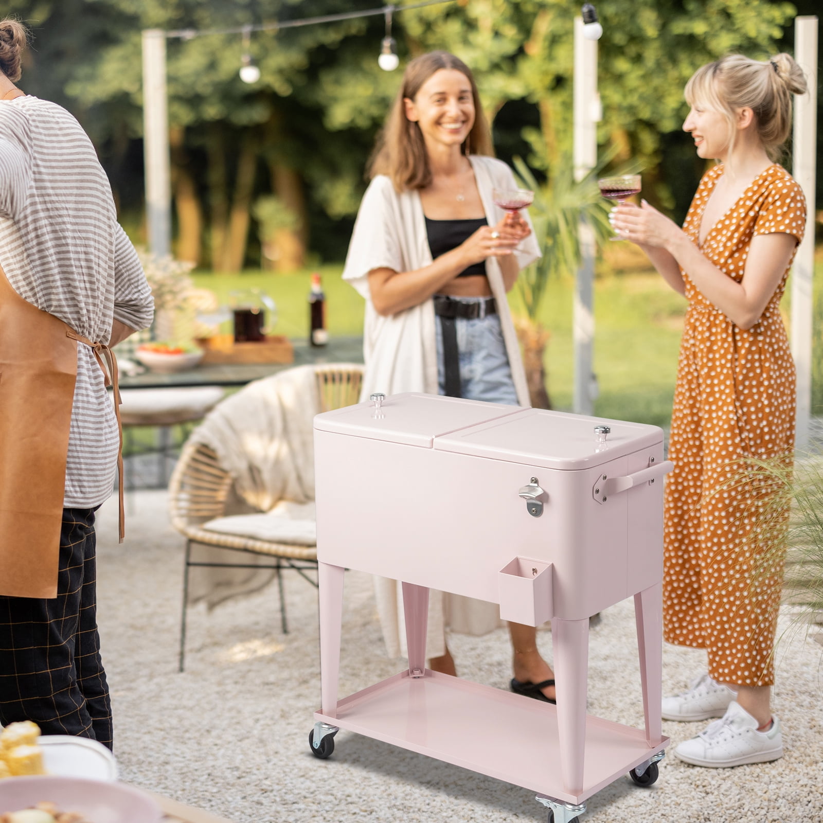 Ktaxon 80QT Rolling Mobile Outdoor Patio Party Trolley Cooler Cart, Ice ...